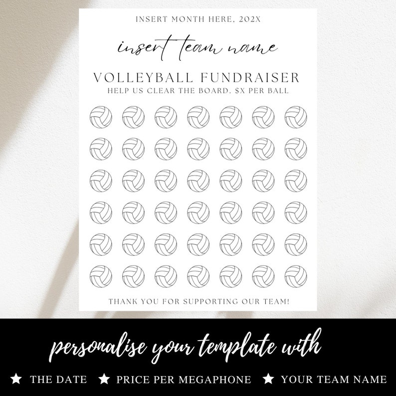 Volleyball Fundraiser Template, Clear the Board, Minimal Fundraising ...