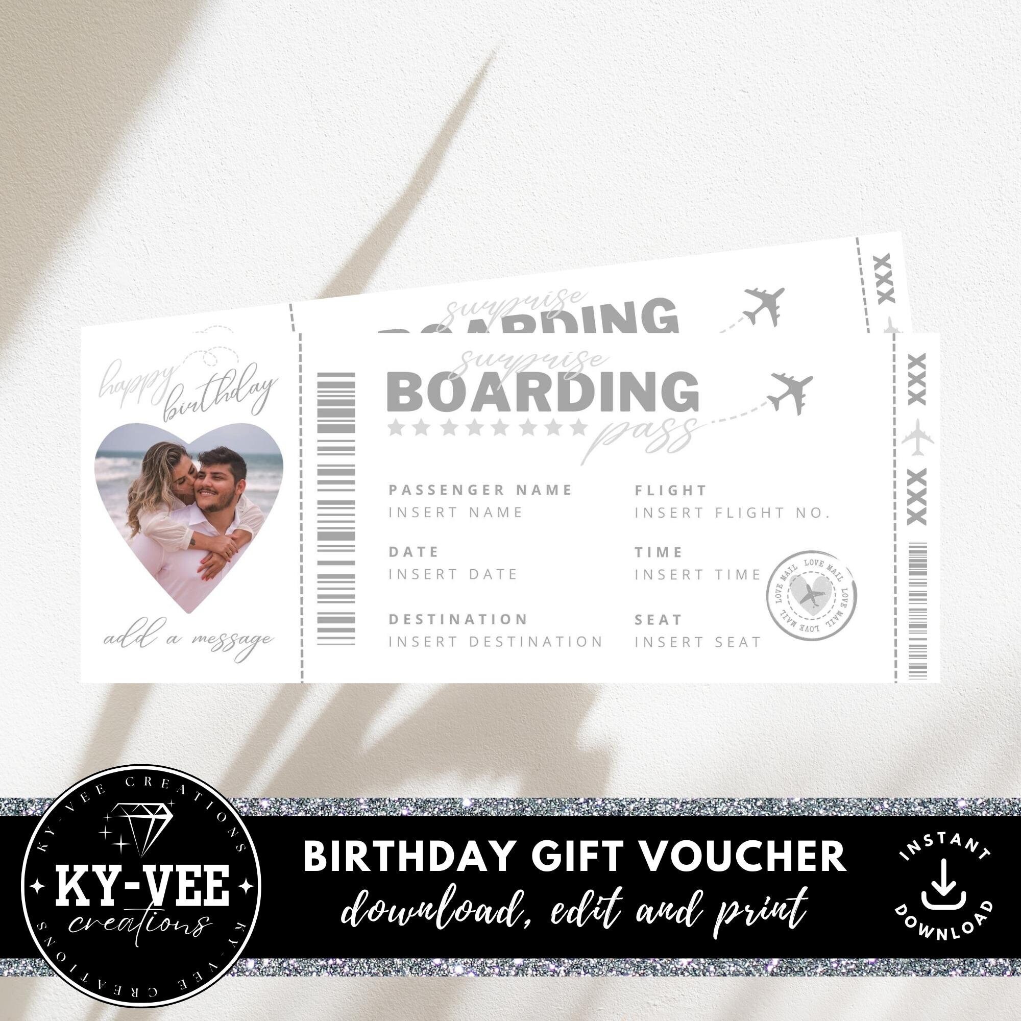 Billetes de avión falsos imprimibles, DESCARGA INSTANTE, regalo ...