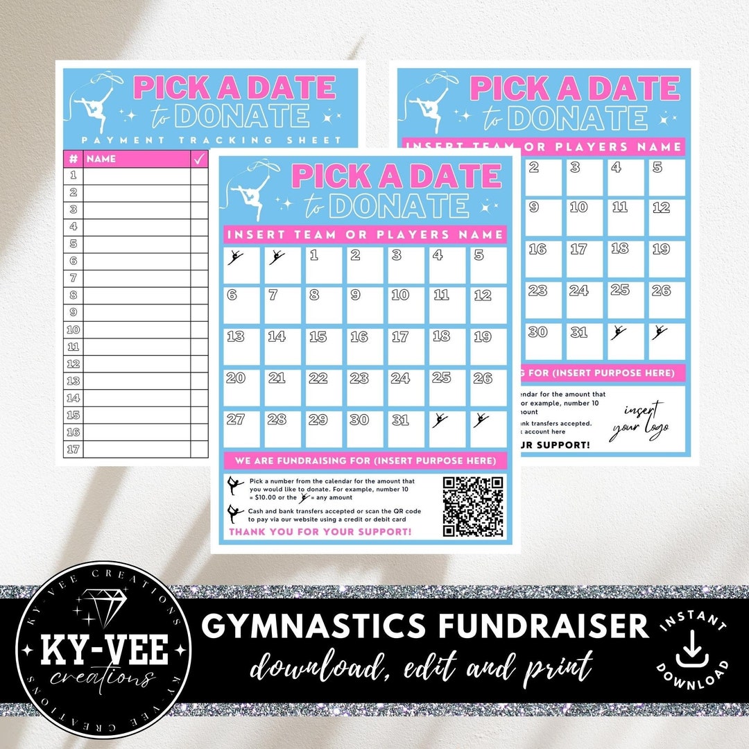 Fundraiser Calendar Gymnastics, Sponsor My Uniform Template, Pick a ...
