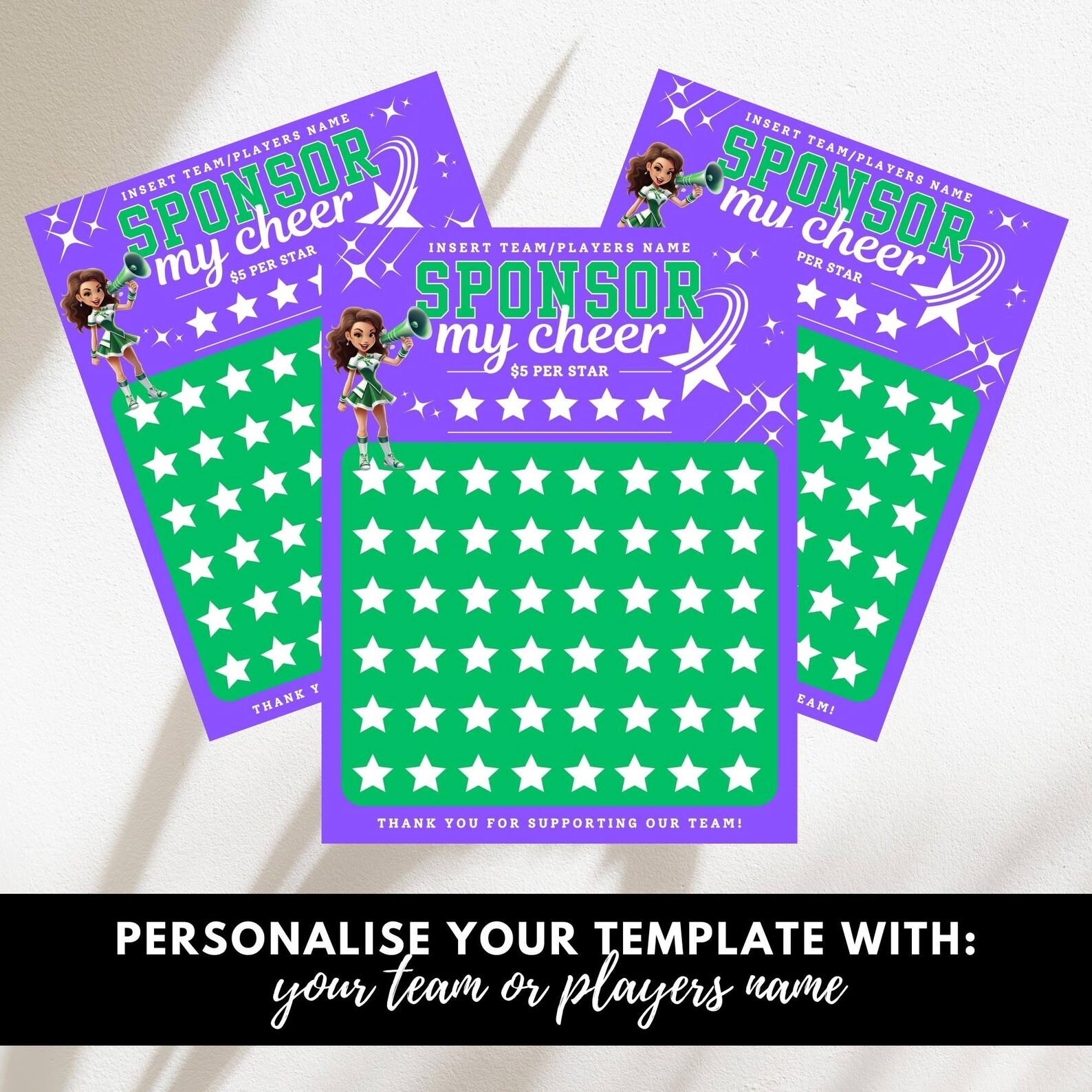 Clear the Board Fundraiser, Sponsor My Cheer Season Template, Black Out ...