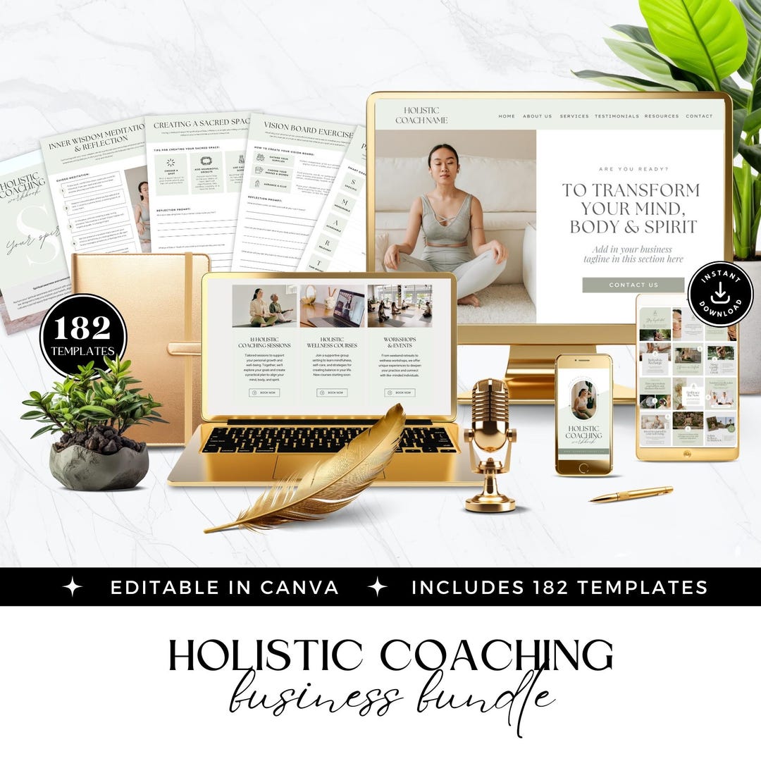 Holistic Coaching Content Bundle, Health and Wellness Business, Canva ...
