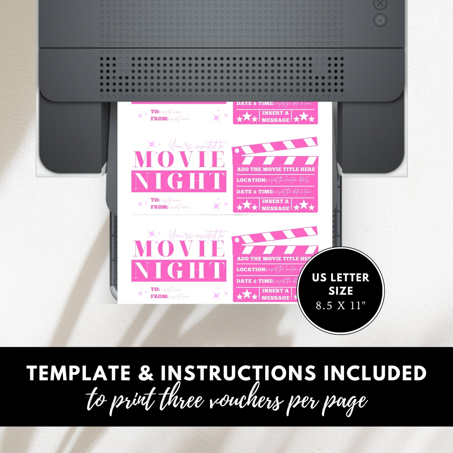 Printable Movie Night Ticket Template INSTANT DOWNLOAD Movie - Etsy