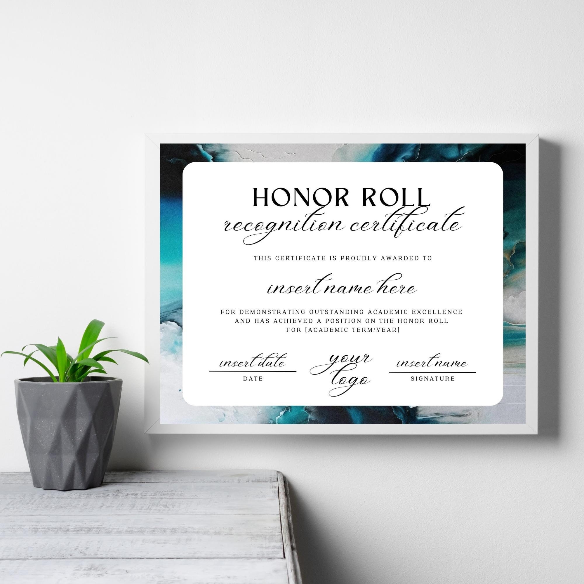 Printable Honor Roll Certificate INSTANT DOWNLOAD Canva - Etsy