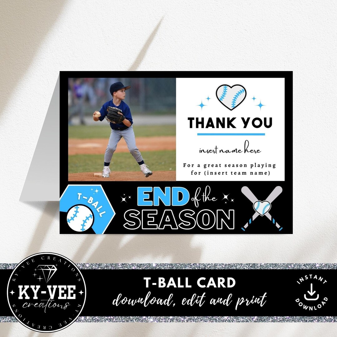 T-ball Awards, INSTANT DOWNLOAD, Personalized Cards for Team, Custom ...