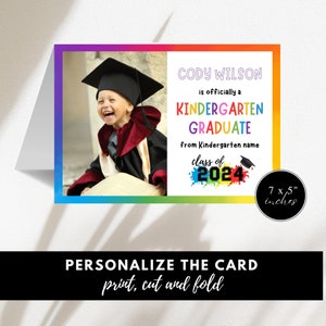 Kindergarten Graduation Card, INSTANT DOWNLOAD, Editable Kindy Graduate ...