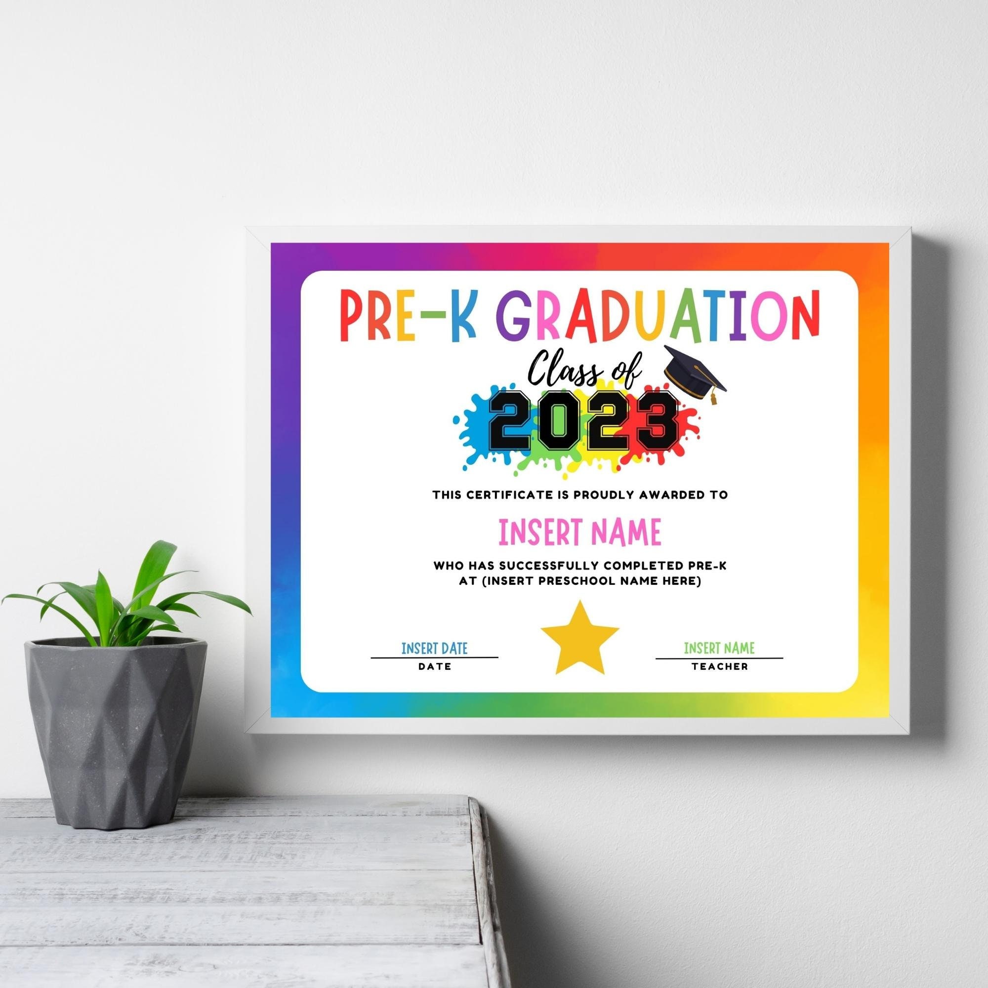 Pre K Graduation Certificate INSTANT DOWNLOAD Printable - Etsy