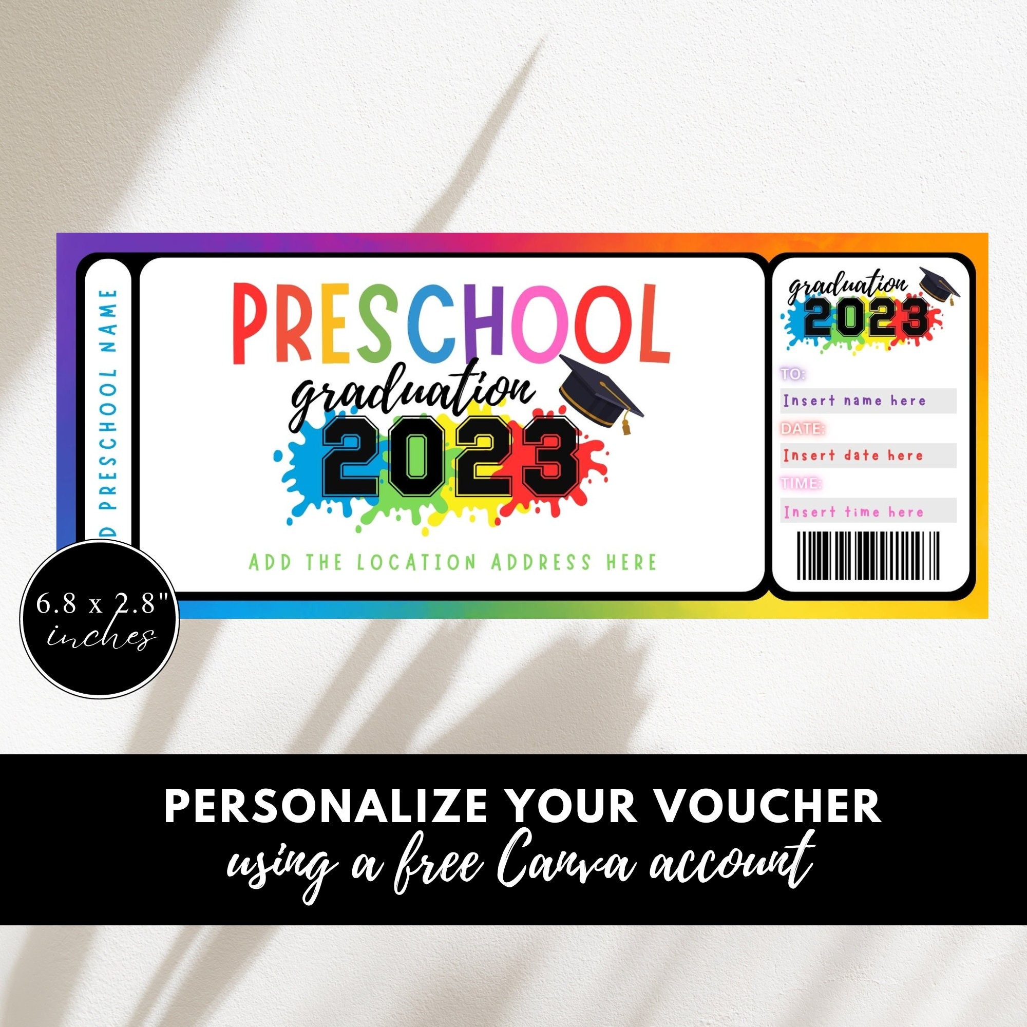 Preschool Graduation Invitation Template, INSTANT DOWNLOAD, Printable ...