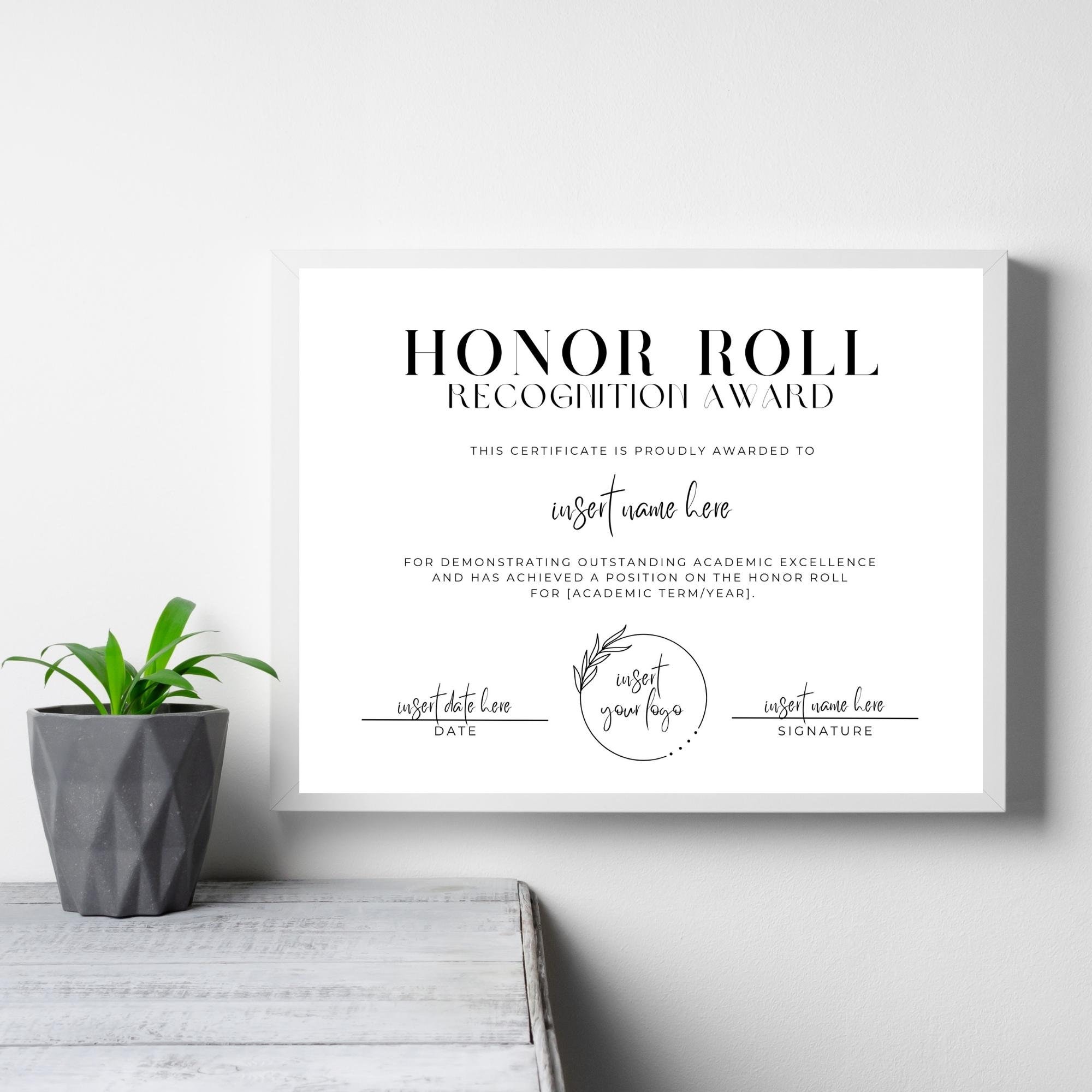 Printable Honor Roll Certificates, INSTANT DOWNLOAD, Certificate of ...