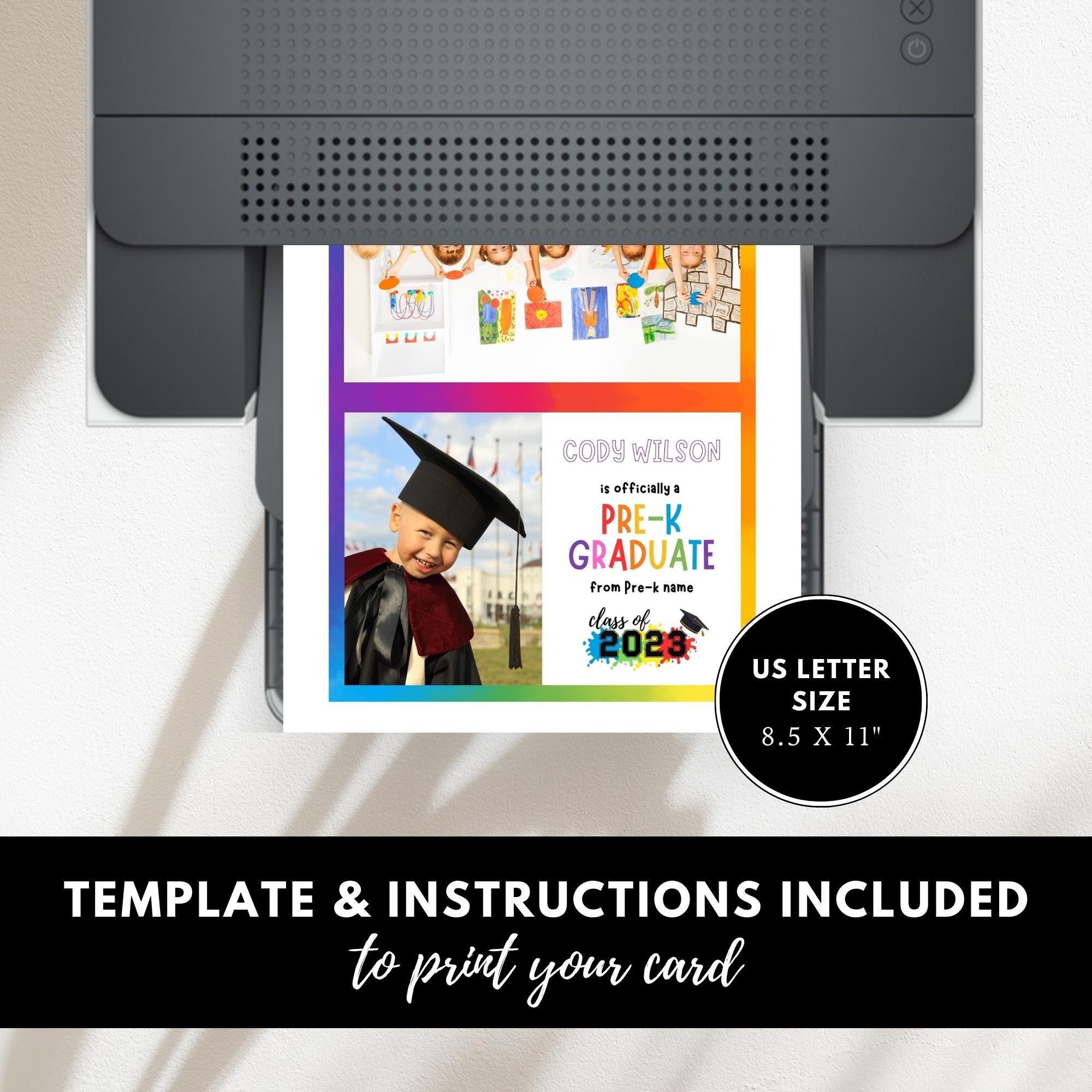 Pre-k Graduation Card INSTANT DOWNLOAD Certificate of - Etsy