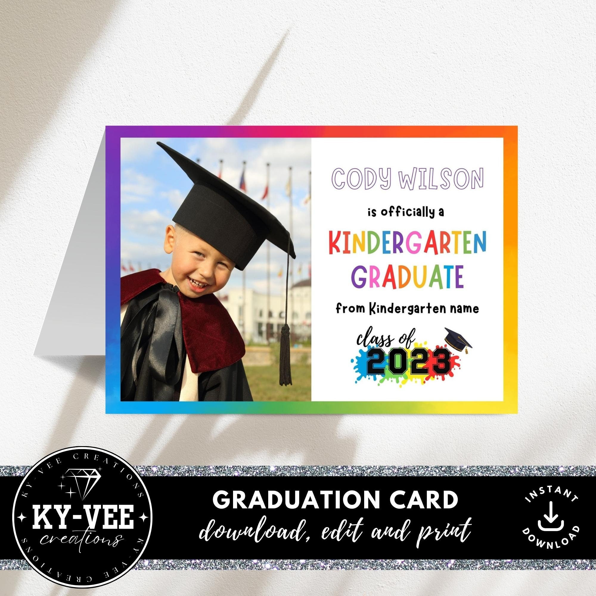Kindergarten Graduation Card INSTANT DOWNLOAD Editable Kindy - Etsy