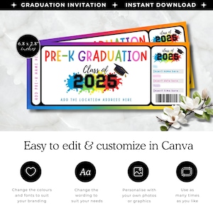 Pre-k Graduation Invitations Template, INSTANT DOWNLOAD, Printable Pre ...