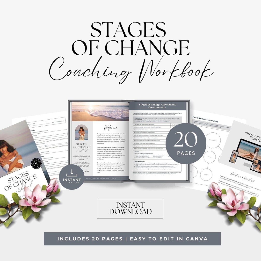Stages of Change Workbook for Coaches, Personal Growth Worksheets ...