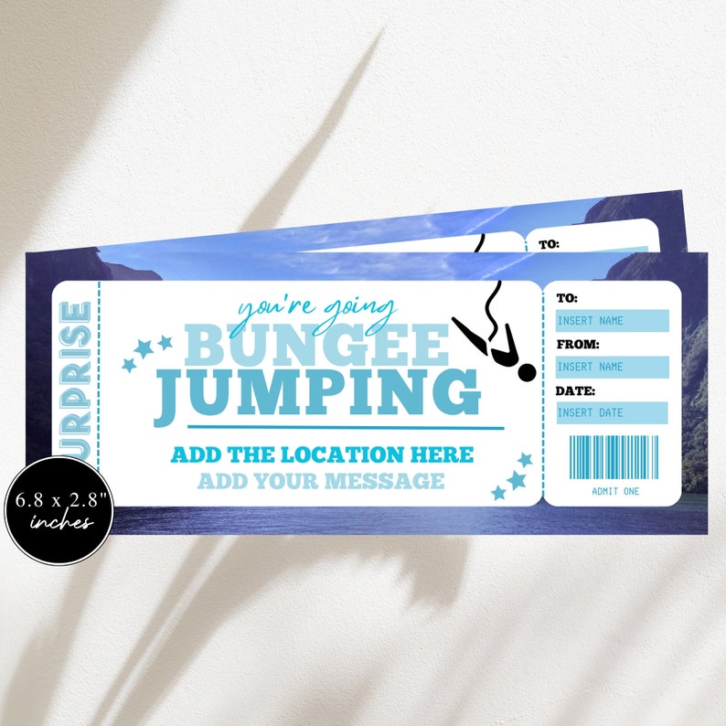 Bungee Jumping Gift Certificate INSTANT DOWNLOAD Editable - Etsy