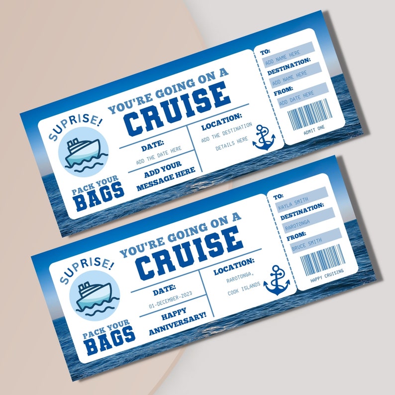 Cruise Boarding Pass Template INSTANT DOWNLOAD Printable - Etsy