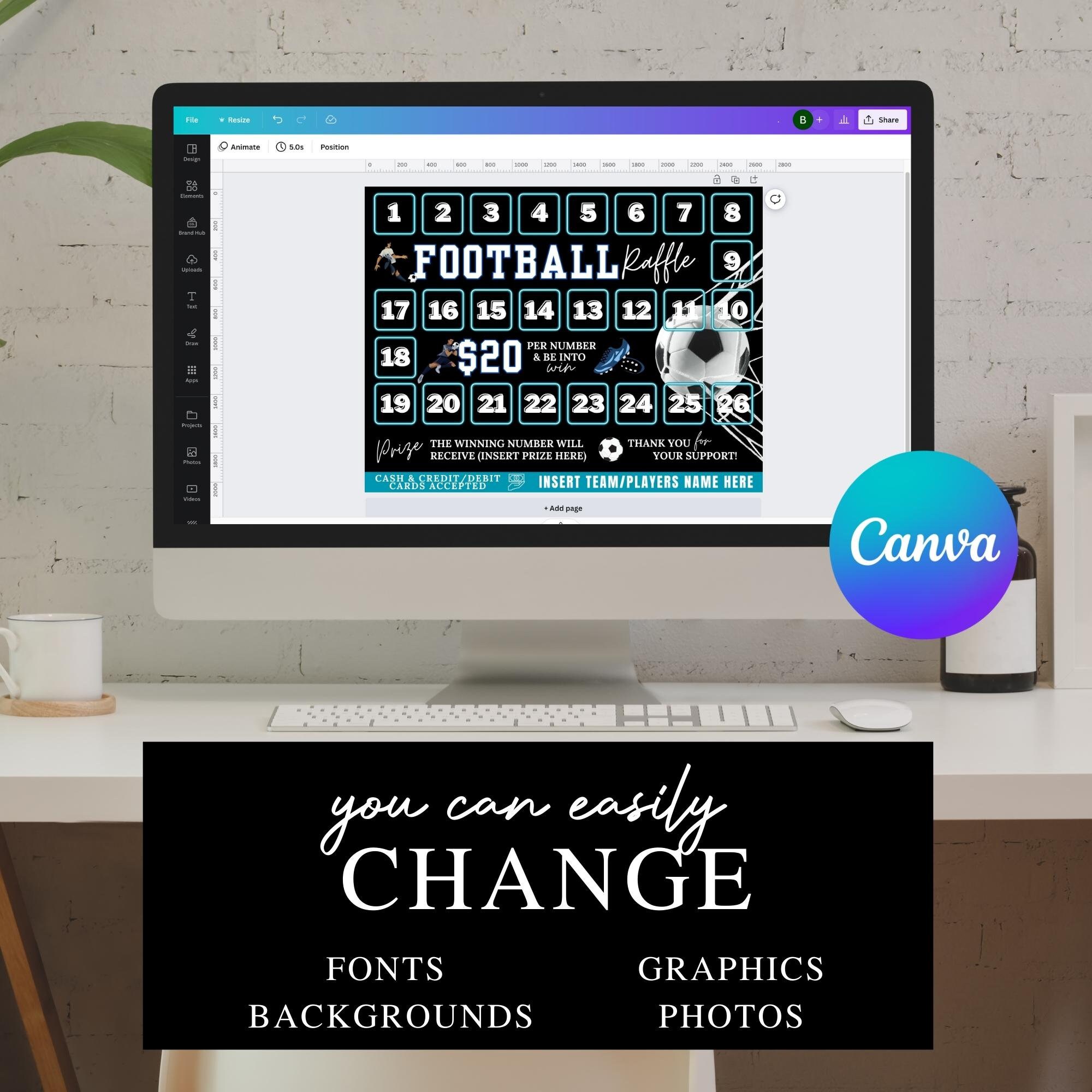 Football Template for Raffle Drawing Fundraising Squares - Etsy