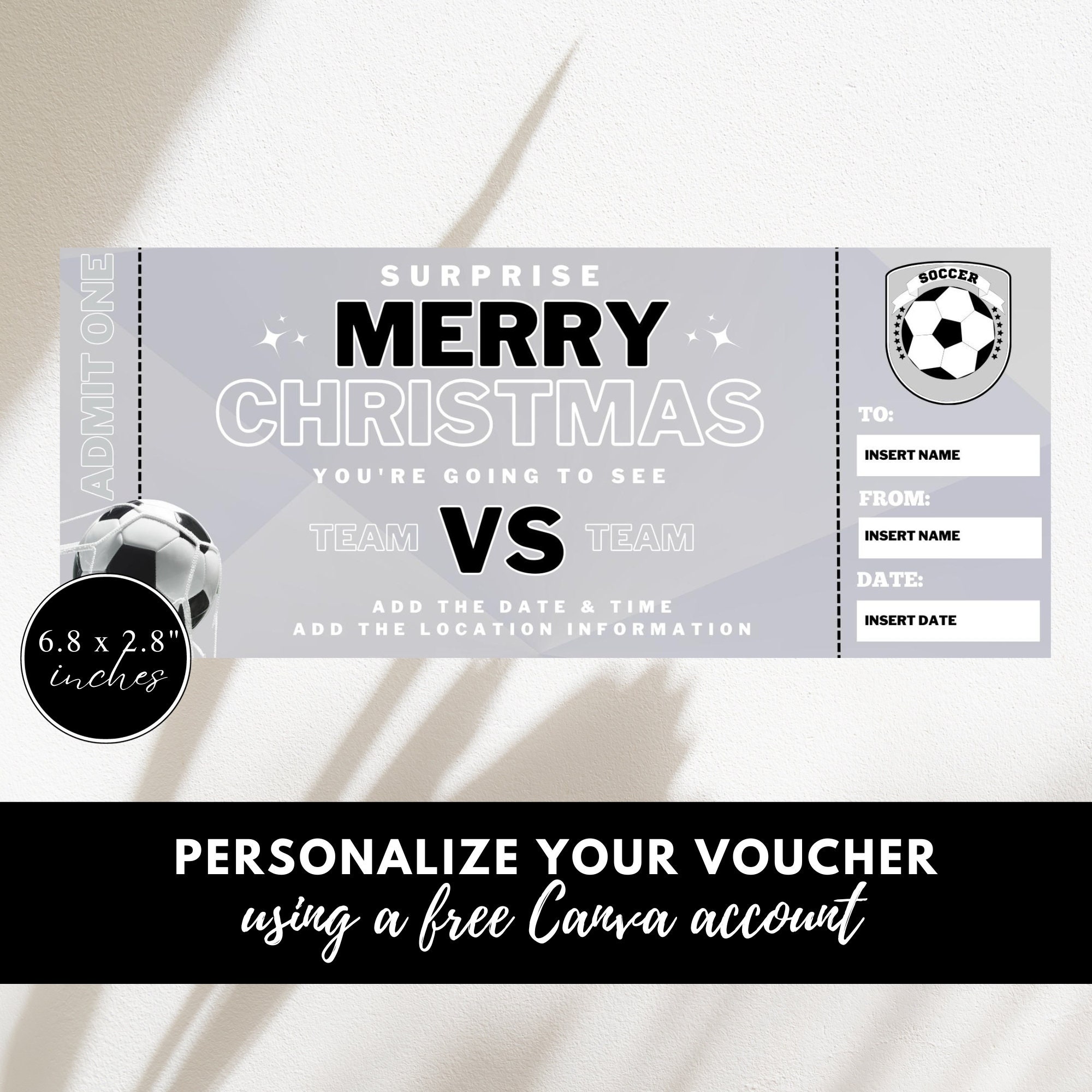 Printable Soccer Tickets, INSTANT DOWNLOAD, Surprise Christmas Gift ...