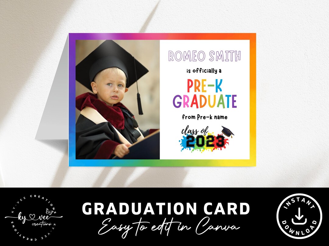 Pre-k Graduation Card INSTANT DOWNLOAD Certificate of - Etsy