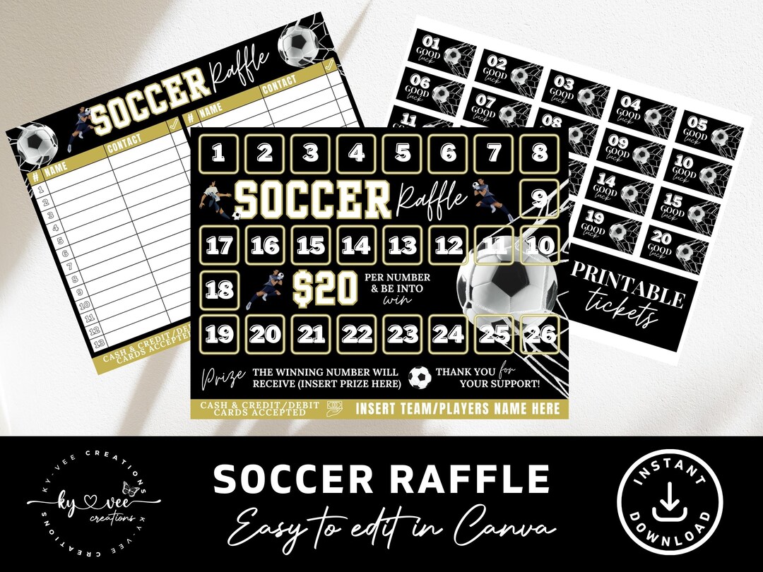 Soccer Template for Raffle Drawing Fundraising Squares Canva - Etsy