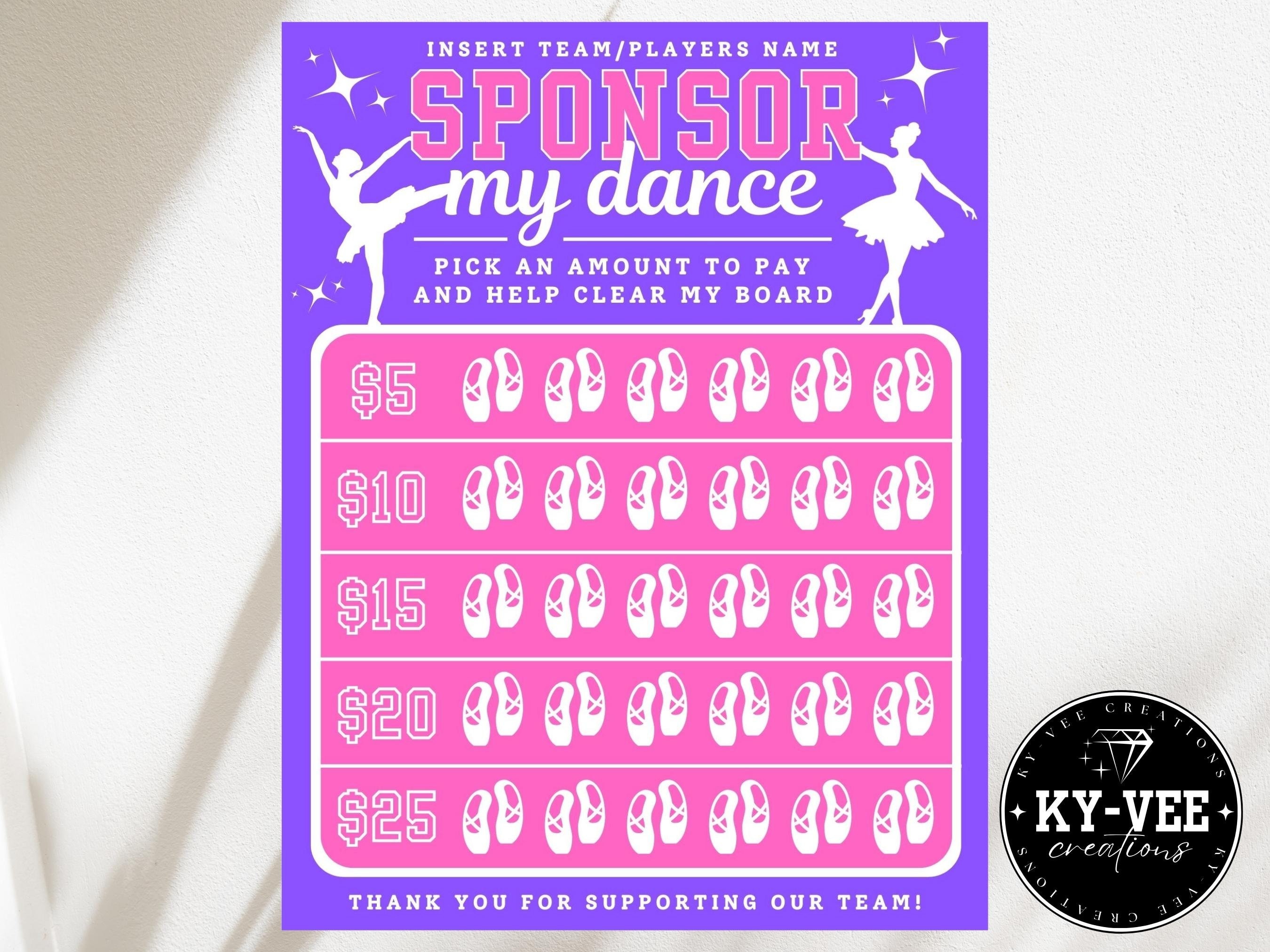 Clear the Board Fundraiser, Sponsor My Dance Season Template, Black Out ...