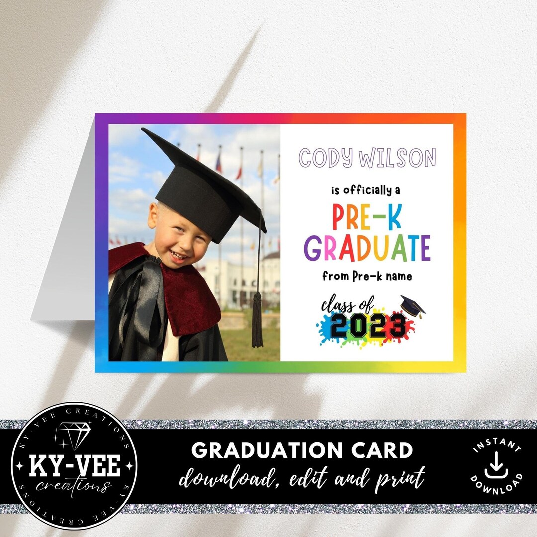 Pre-k Graduation Card INSTANT DOWNLOAD Certificate of - Etsy