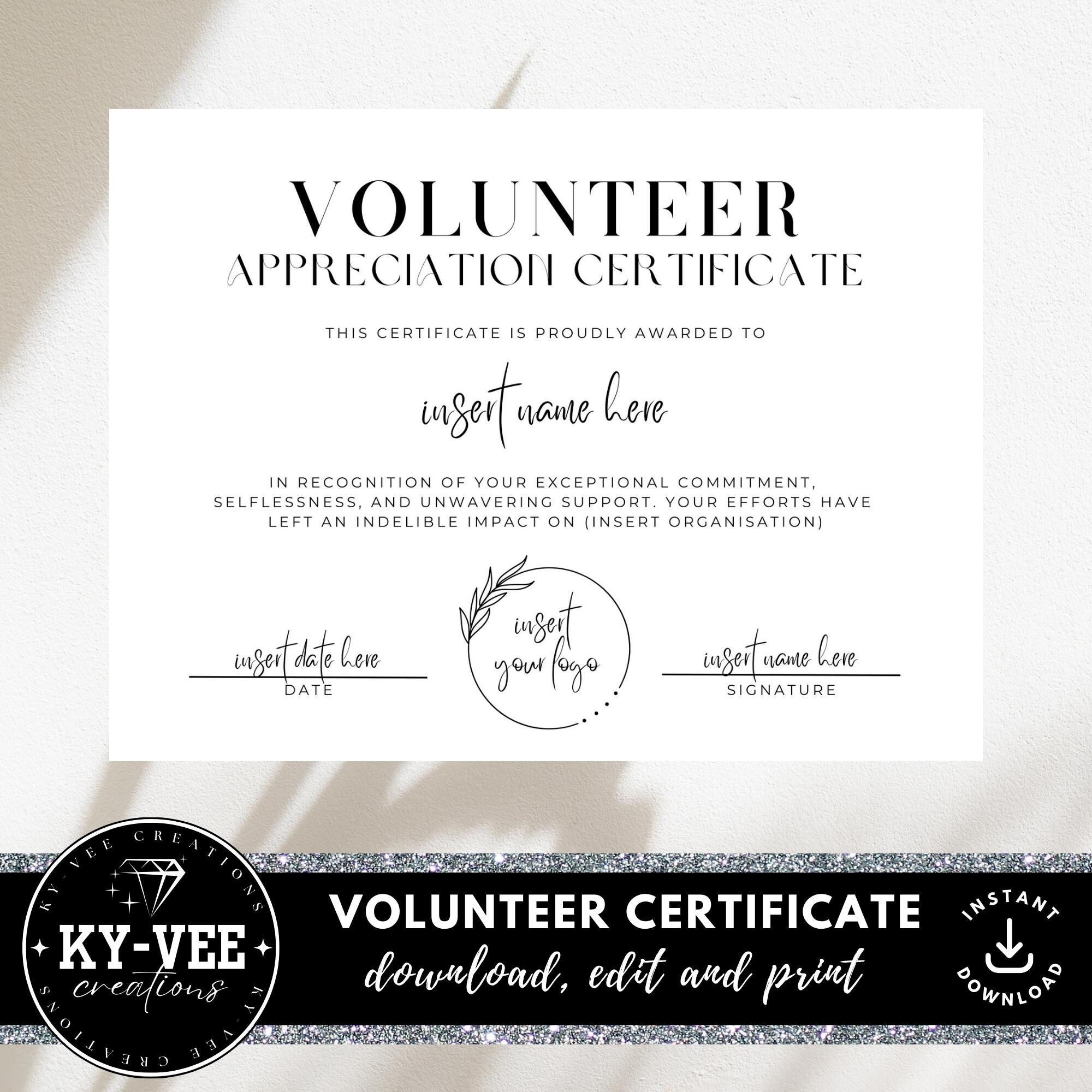 Volunteer Certificate Of Appreciation Wording Free Volunteer