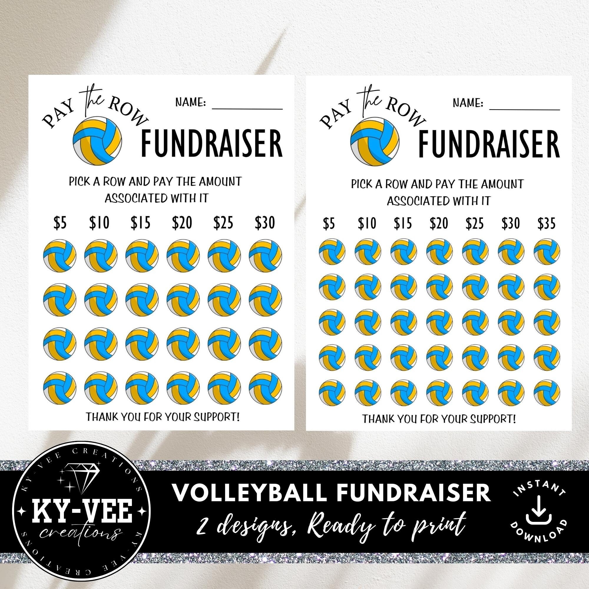 Printable Volleyball Fundraiser Pay the Row Volley Template - Etsy