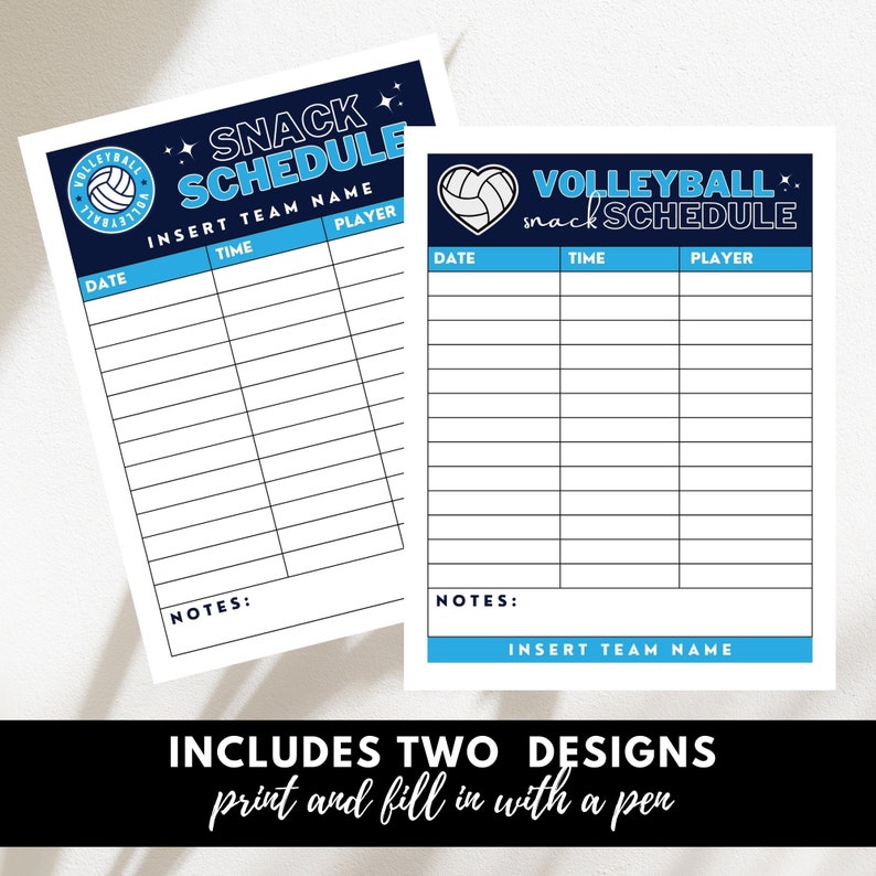 Volleyball Practice Schedule Template, INSTANT DOWNLOAD, Editable ...