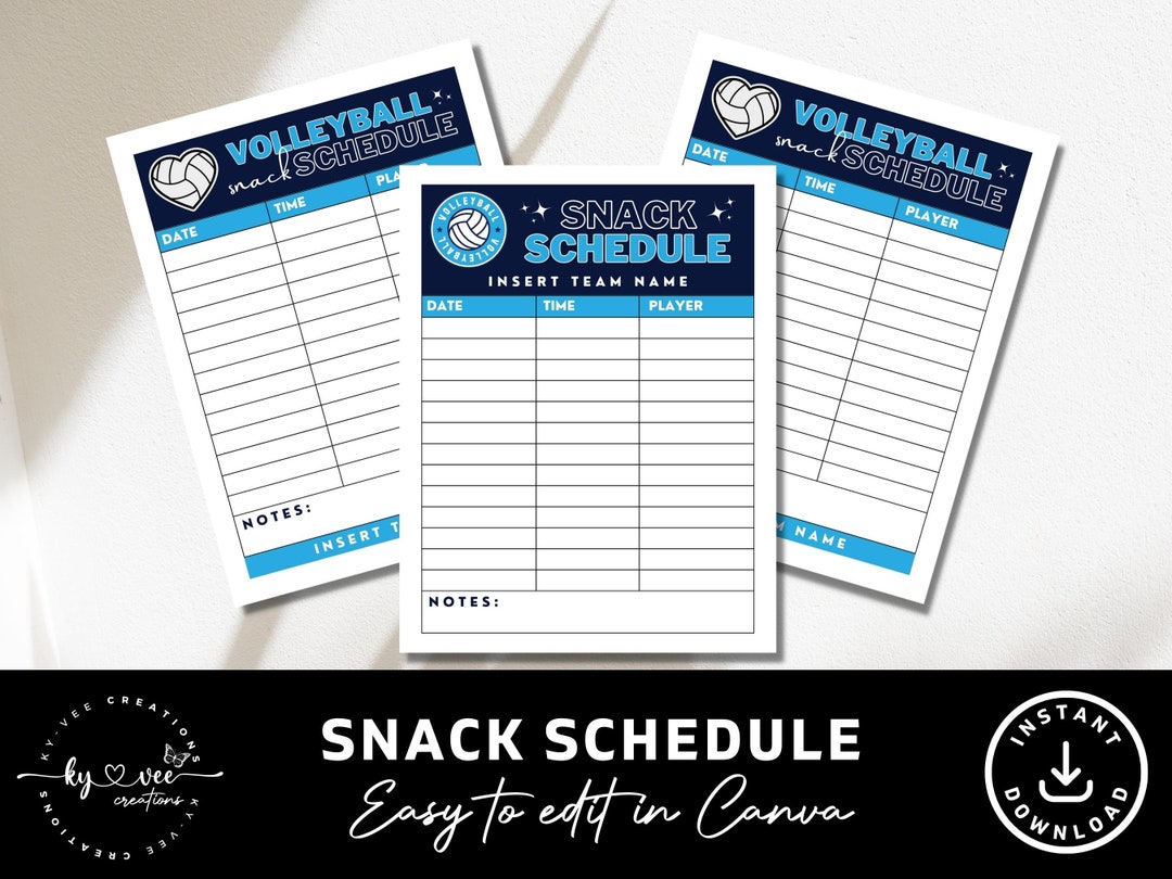 Volleyball Practice Schedule Template INSTANT DOWNLOAD - Etsy