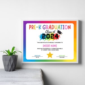 Pre K Graduation Certificate, INSTANT DOWNLOAD, Printable Pre-k Diploma ...