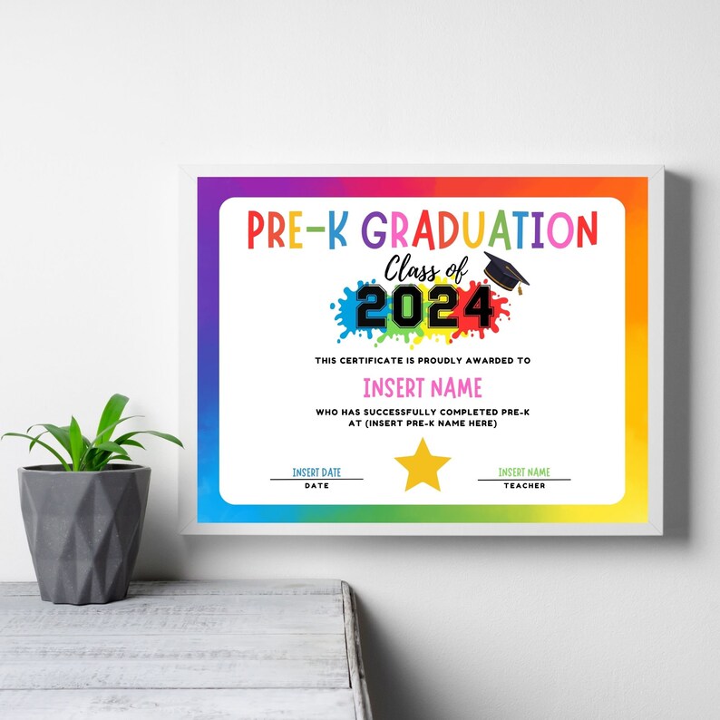 Pre K Graduation Certificate, INSTANT DOWNLOAD, Printable Pre-k Diploma ...