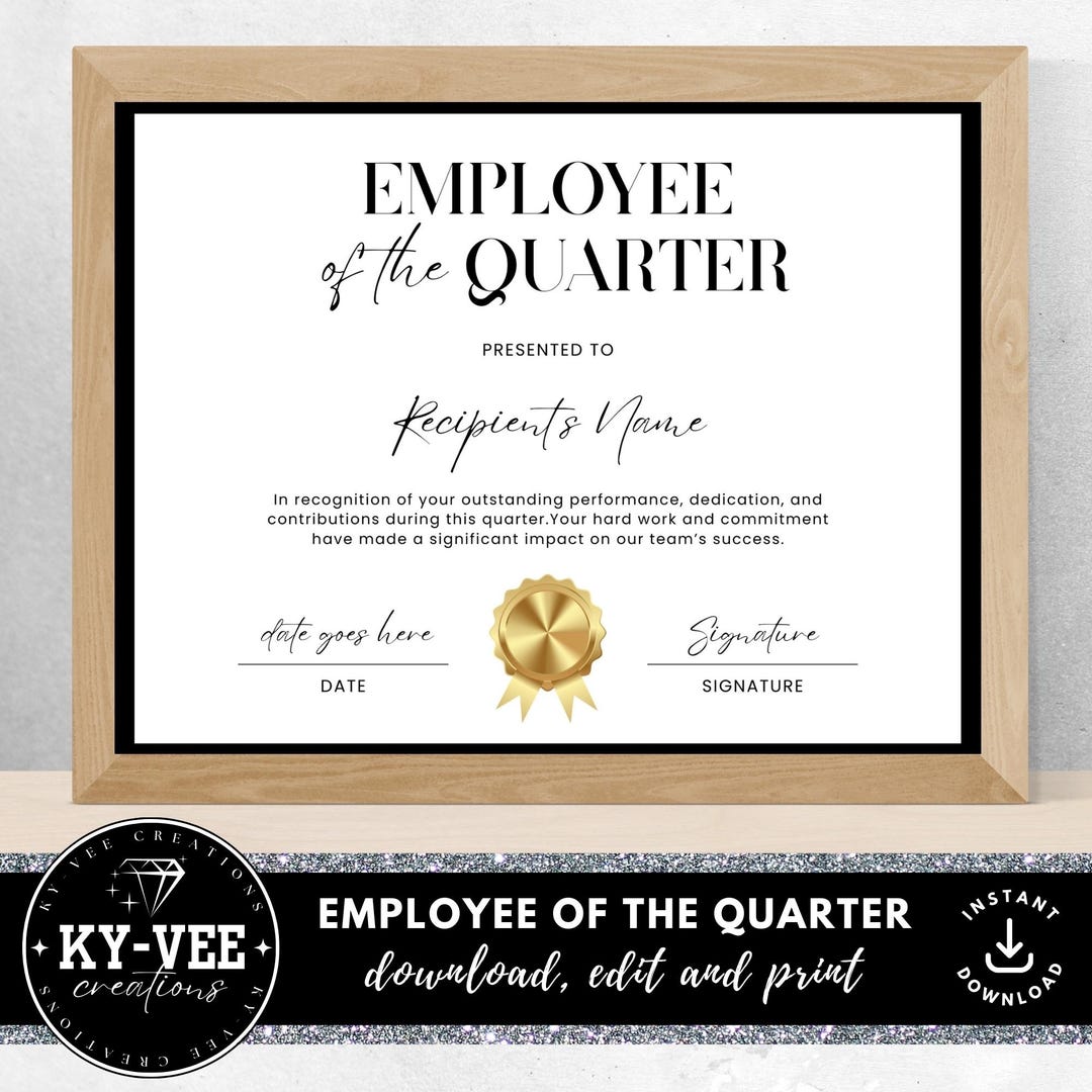 Employee Recognition Certificate Template, INSTANT DOWNLOAD, Printable ...