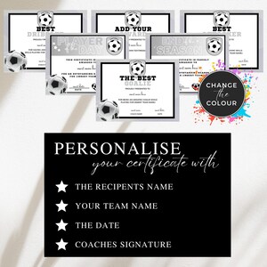 15 Printable Football Award Certificates INSTANT DOWNLOAD, Editable ...