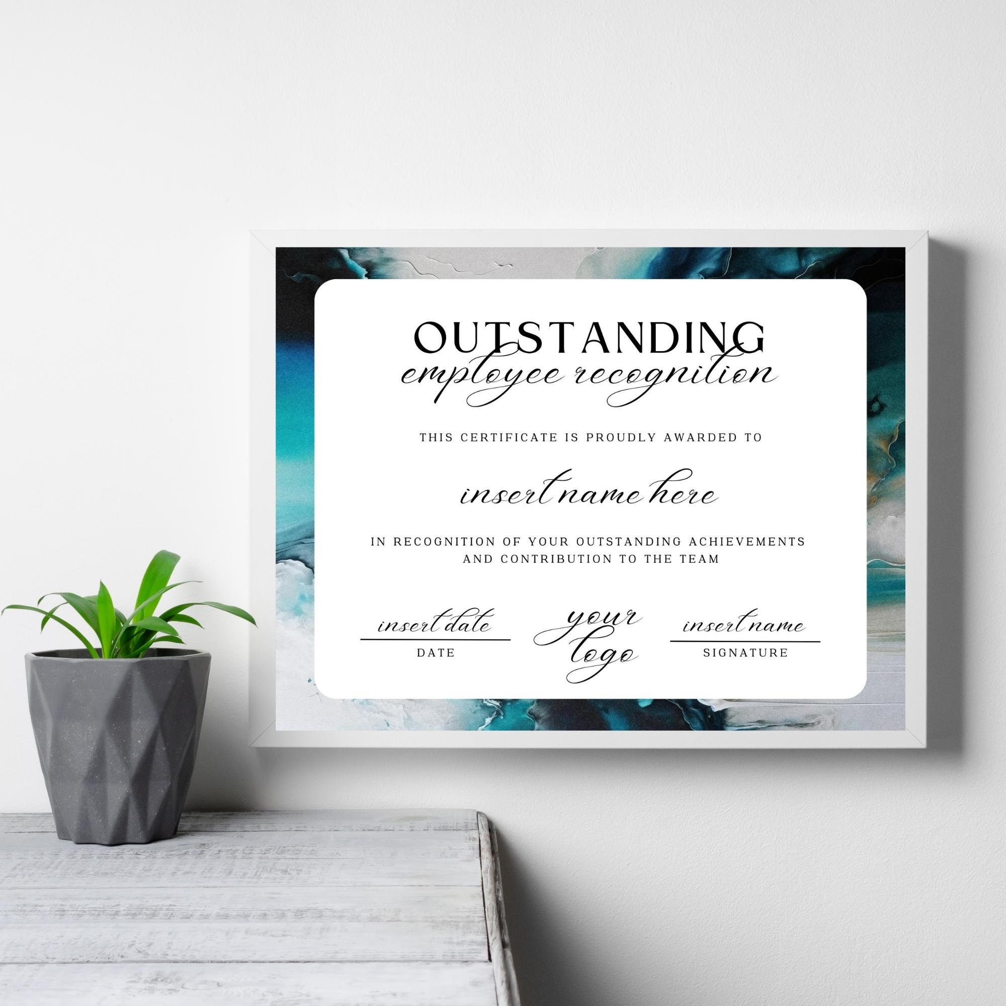 Employee Appreciation Certificate Template, Printable Outstanding ...