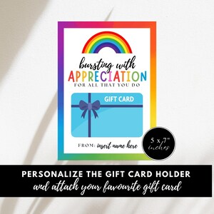 Thankful for You Teacher, Last Day of School Gift Card Holder, INSTANT ...