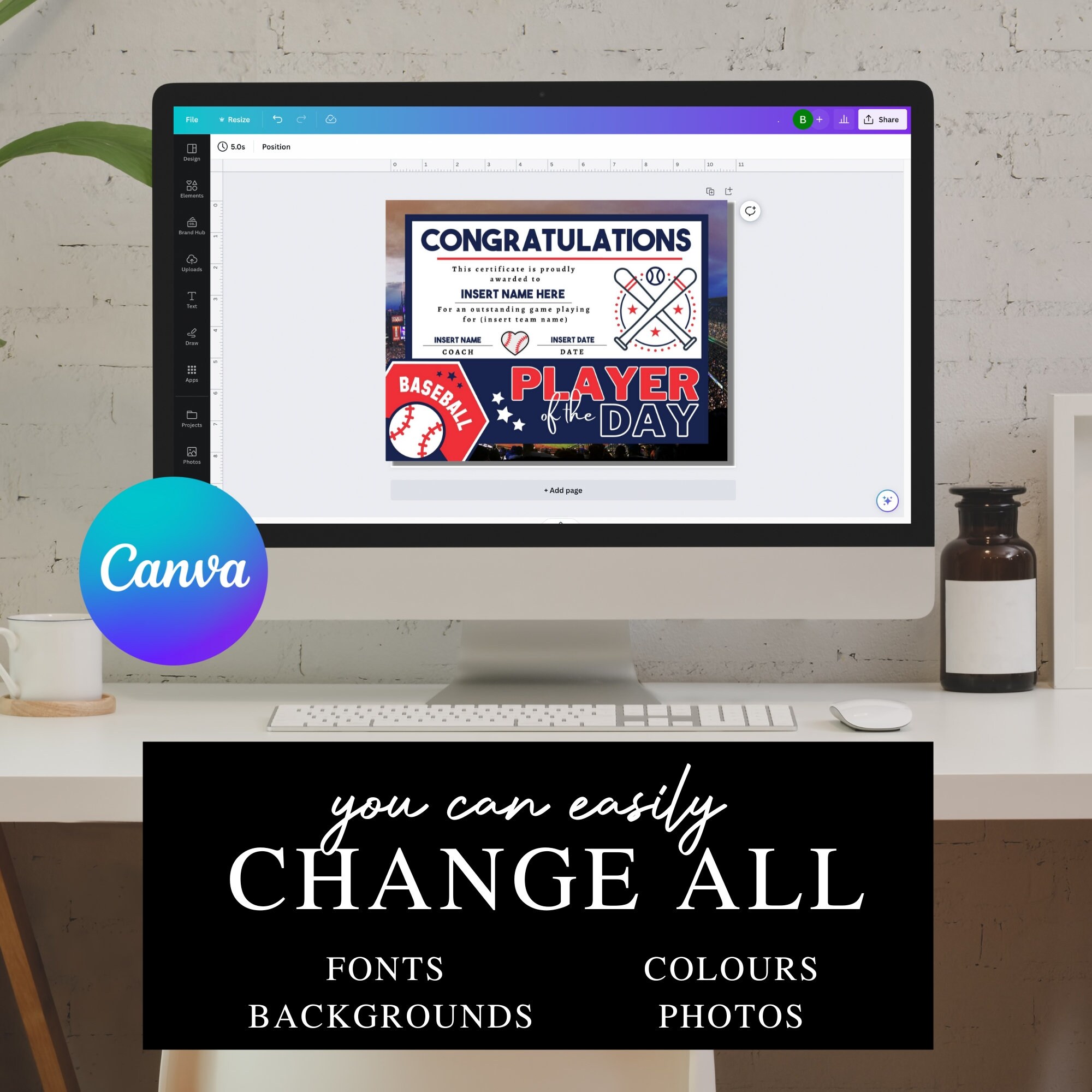 Editable Baseball Certificate Template Player of the Day - Etsy