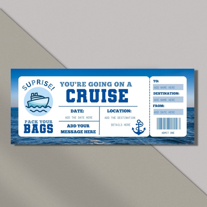 Cruise Boarding Pass Template INSTANT DOWNLOAD Printable - Etsy