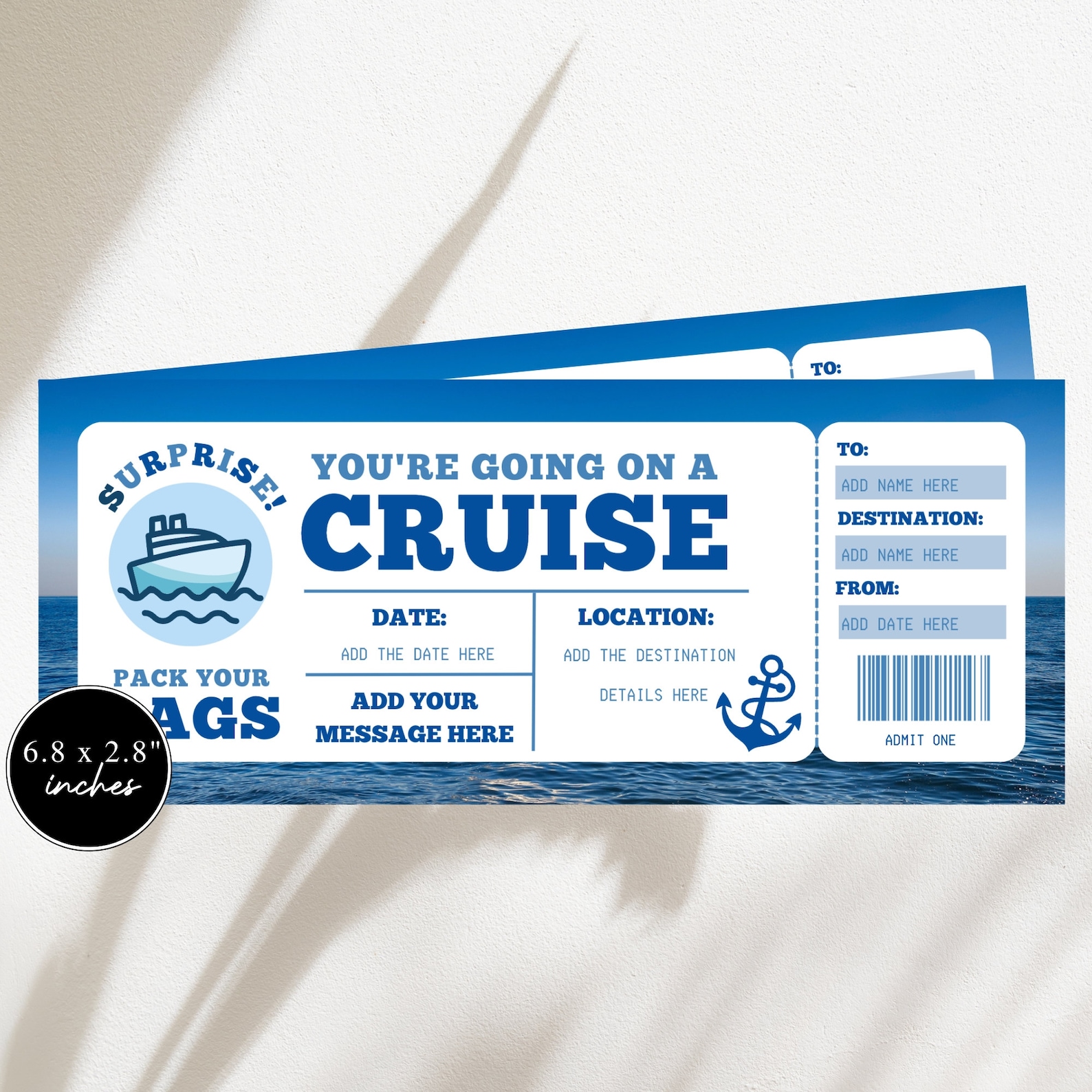 Cruise Boarding Pass Template INSTANT DOWNLOAD Printable - Etsy