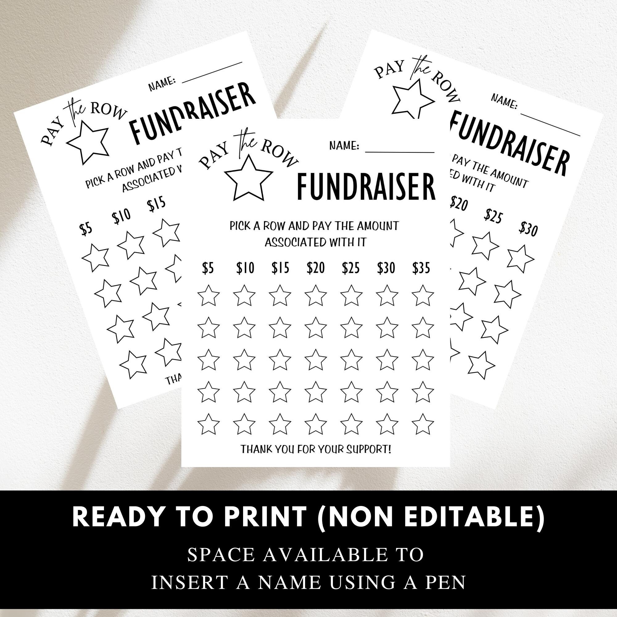 Printable Sports Fundraiser, Pay the Row With Stars Template, Ready to ...