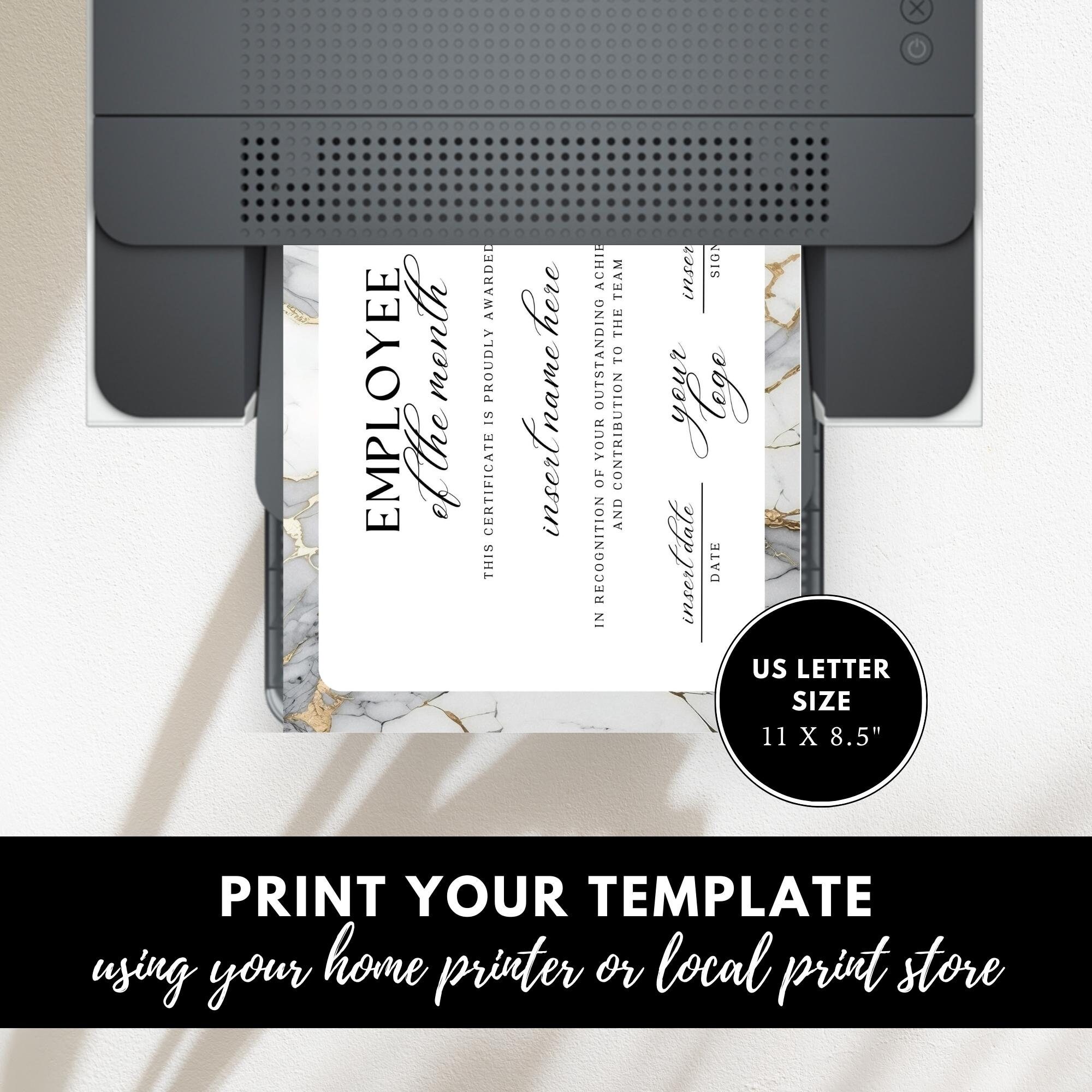 Employee Recognition Certificate Template, INSTANT DOWNLOAD, Printable ...