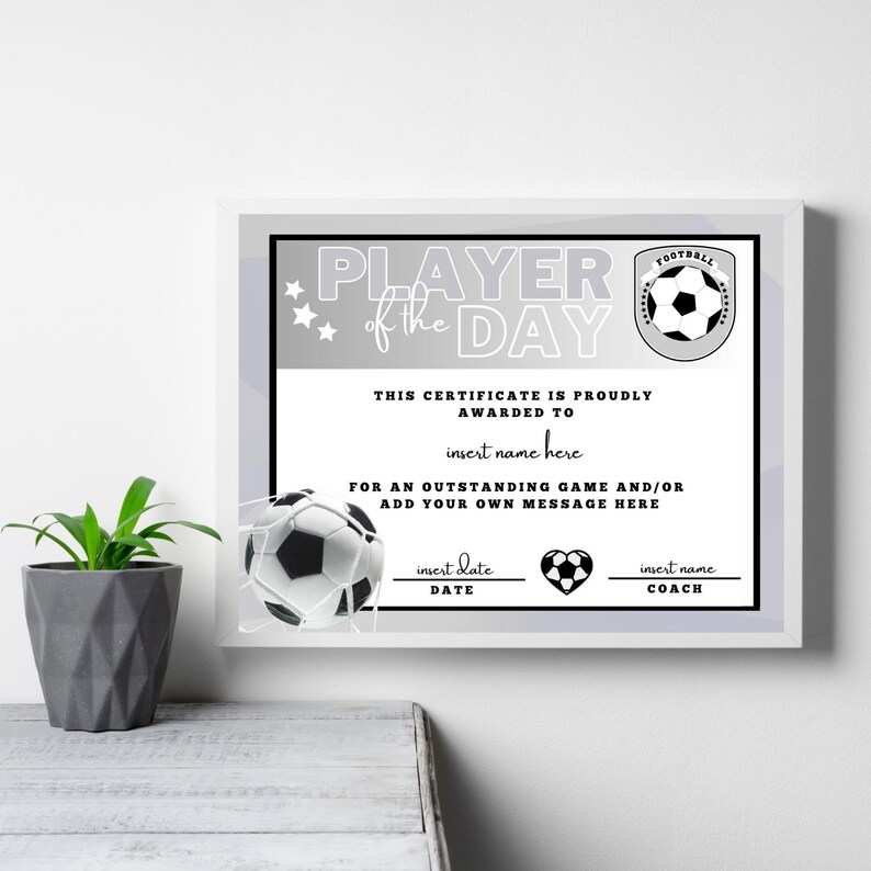 Printable Football Award Certificate, INSTANT DOWNLOAD, Editable ...