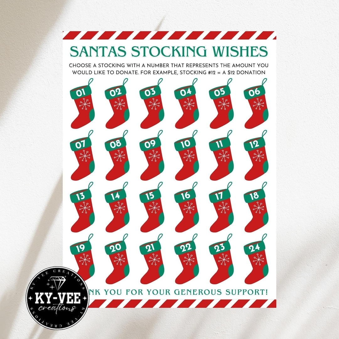 Christmas Stocking Printable Fundraiser, Pay the Day, Black Out My ...