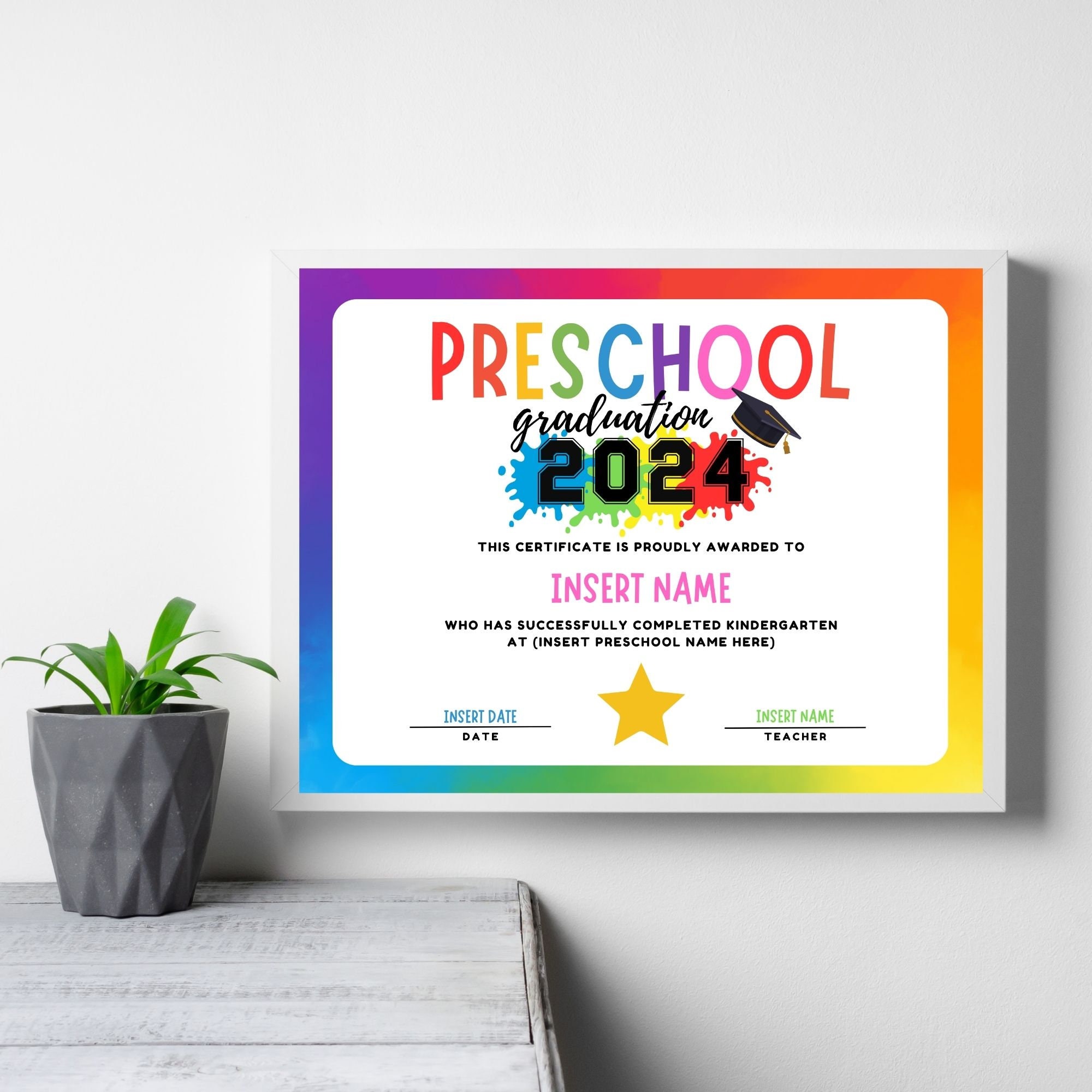 Preschool Graduation Certificate Printable, INSTANT DOWNLOAD, Preschool ...