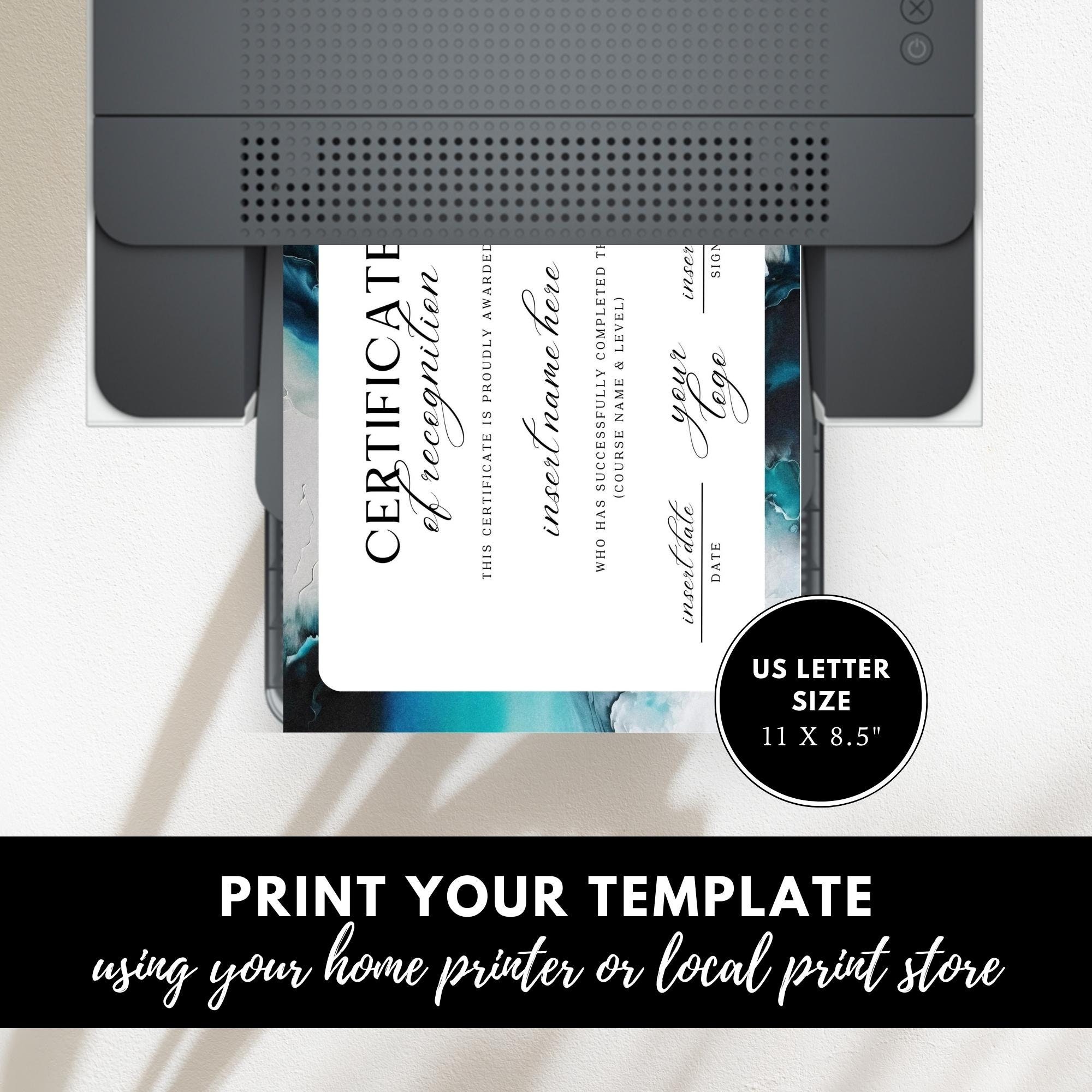 Template for Certificate of Recognition, INSTANT DOWNLOAD, Recognition ...