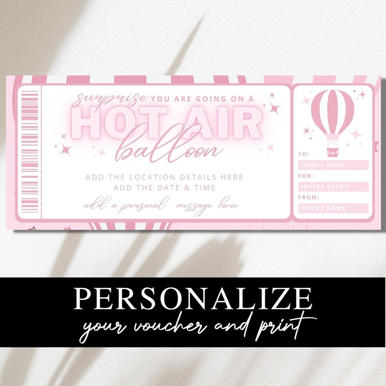 Hot Air Balloon Gift Certificate INSTANT DOWNLOAD Editable - Etsy