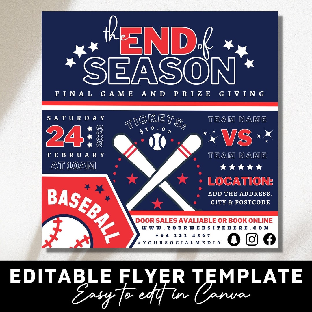 Editable Baseball Flyer Template INSTANT Downloadbaseball - Etsy