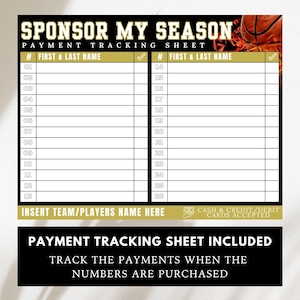 Basketball Fundraiser Template With Payment Tracker, Pay the Day ...