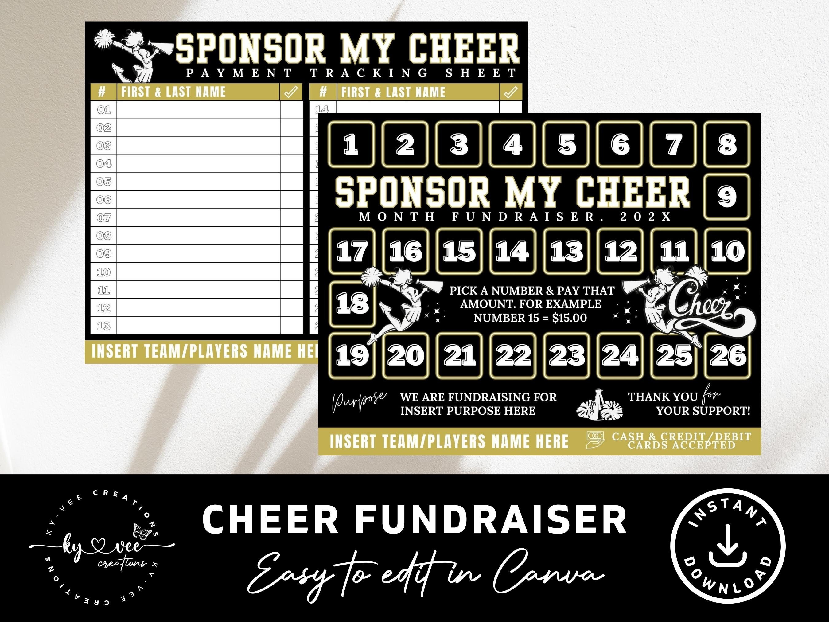 Pay the Day Cheerleading Sponsor My Cheer Season Template - Etsy