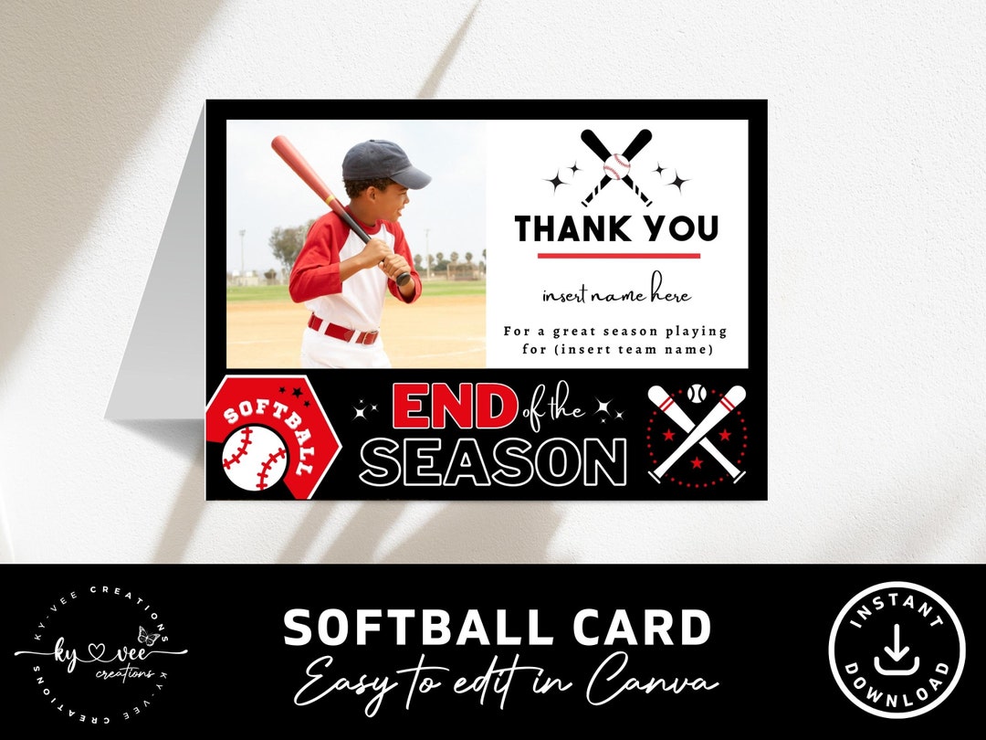 Softball Card Template Canva INSTANT DOWNLOAD Personalized - Etsy