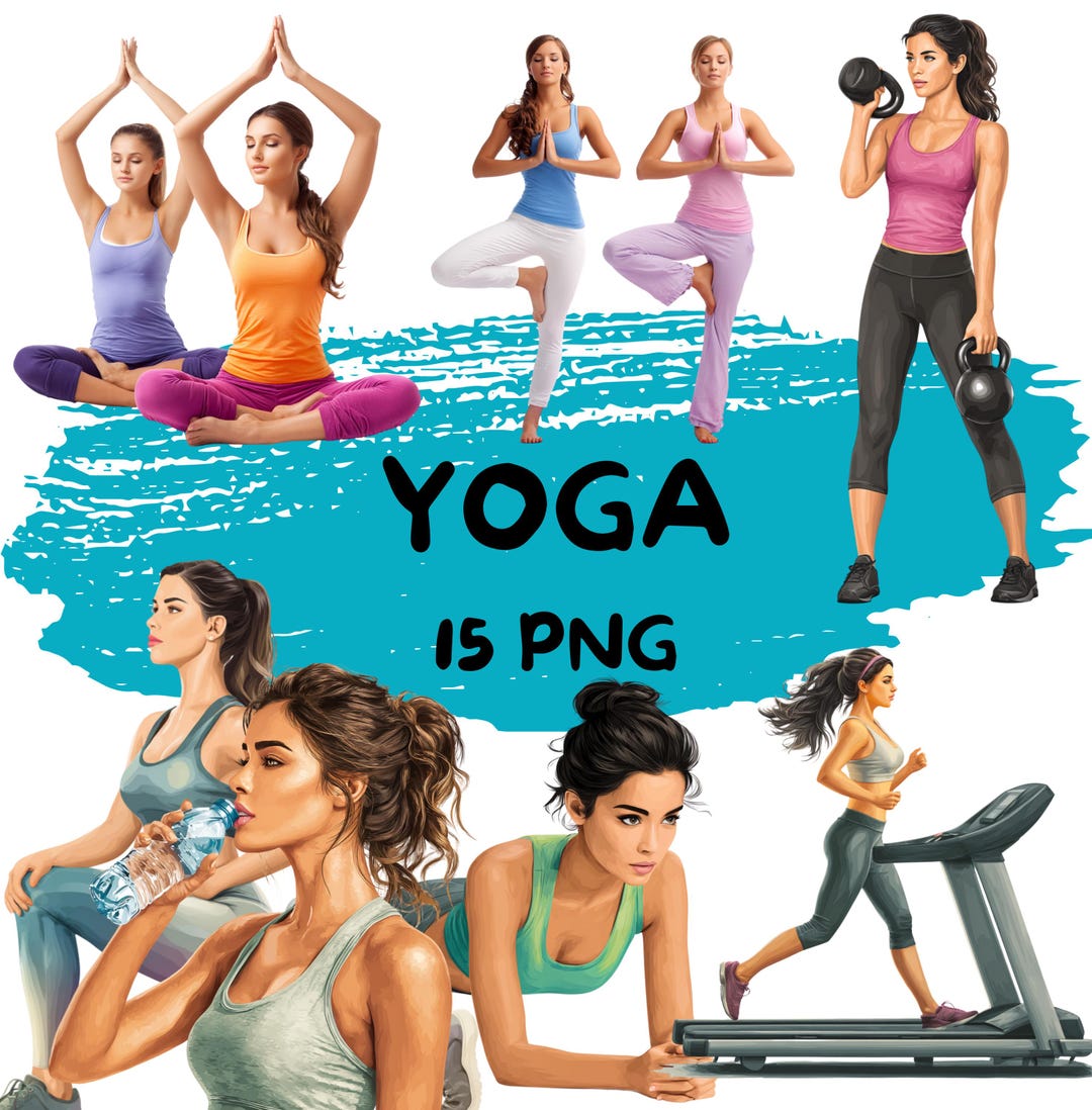Yoga Watercolor Clipart Bundle, Fitness Clipart, Fun Illustrations ...