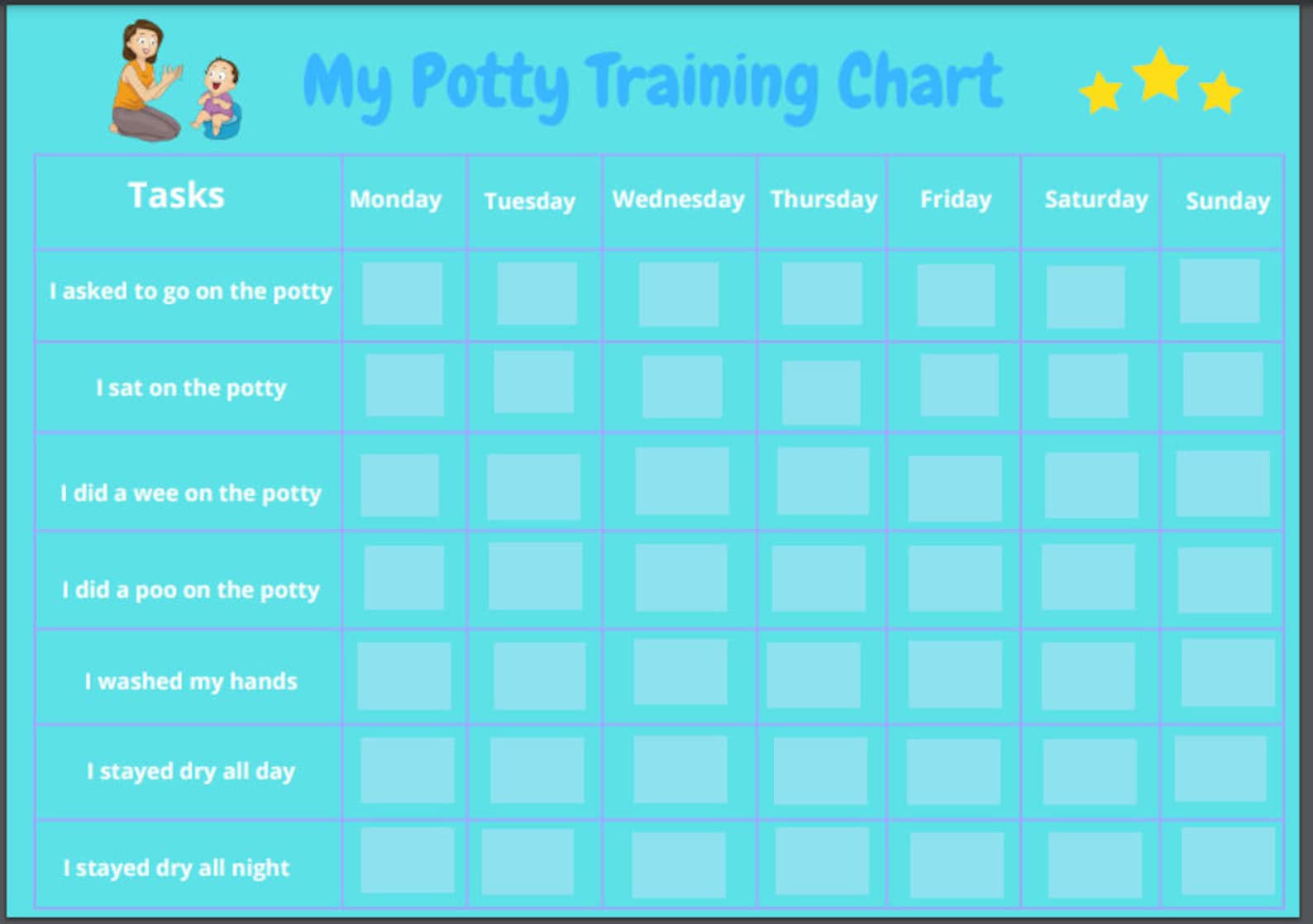 Digital and Printable Potty Training Chart - Etsy
